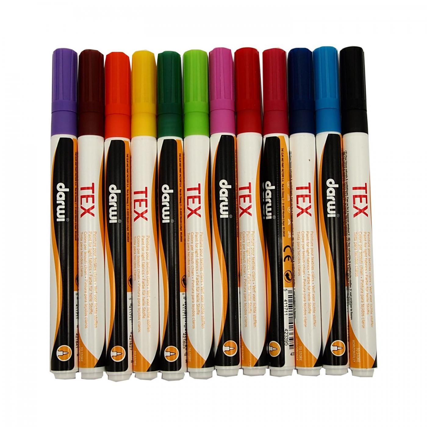 DARWA TEX, fixy na textil 12 x 3 ml sada | The Clay And Paint Factory ...